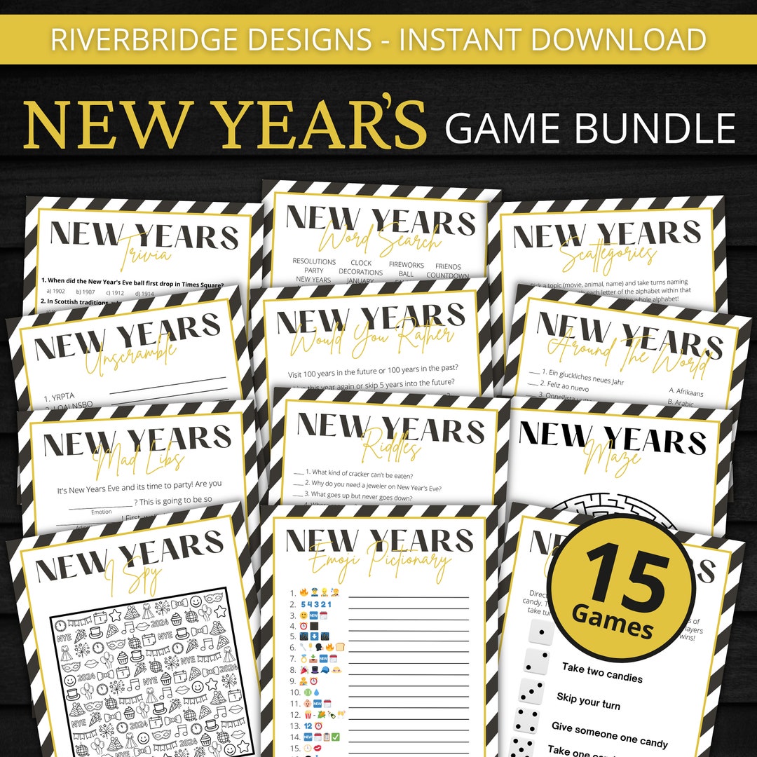 New Year's Eve Game Bundle Printable New Year's Eve Games for Kids and ...