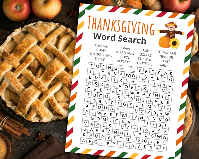 Thanksgiving Word Search | Printable Thanksgiving Game | Thanksgiving ...