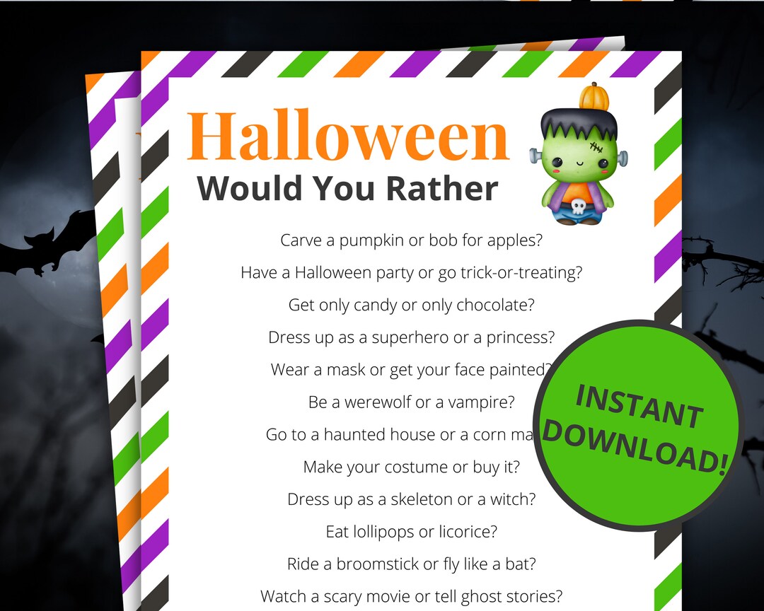 Halloween Would You Rather Printable Halloween Game - Etsy
