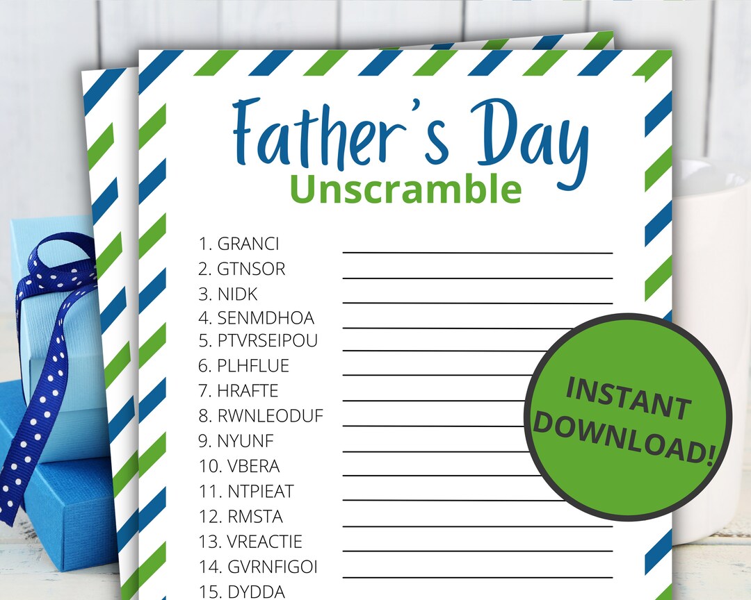 Father's Day Unscramble | Printable Father's Day Games for Kids and ...