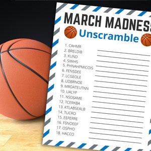 March Madness Unscramble Game | Printable March Madness Game for Kids ...