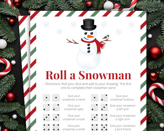 Roll A Snowman Game Printable Christmas Game Winter - Etsy UK