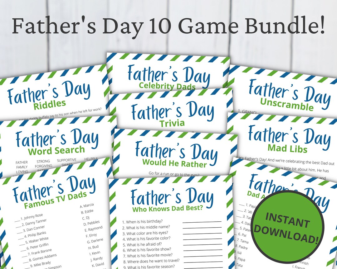 Father's Day Game Bundle Printable Father's Day - Etsy