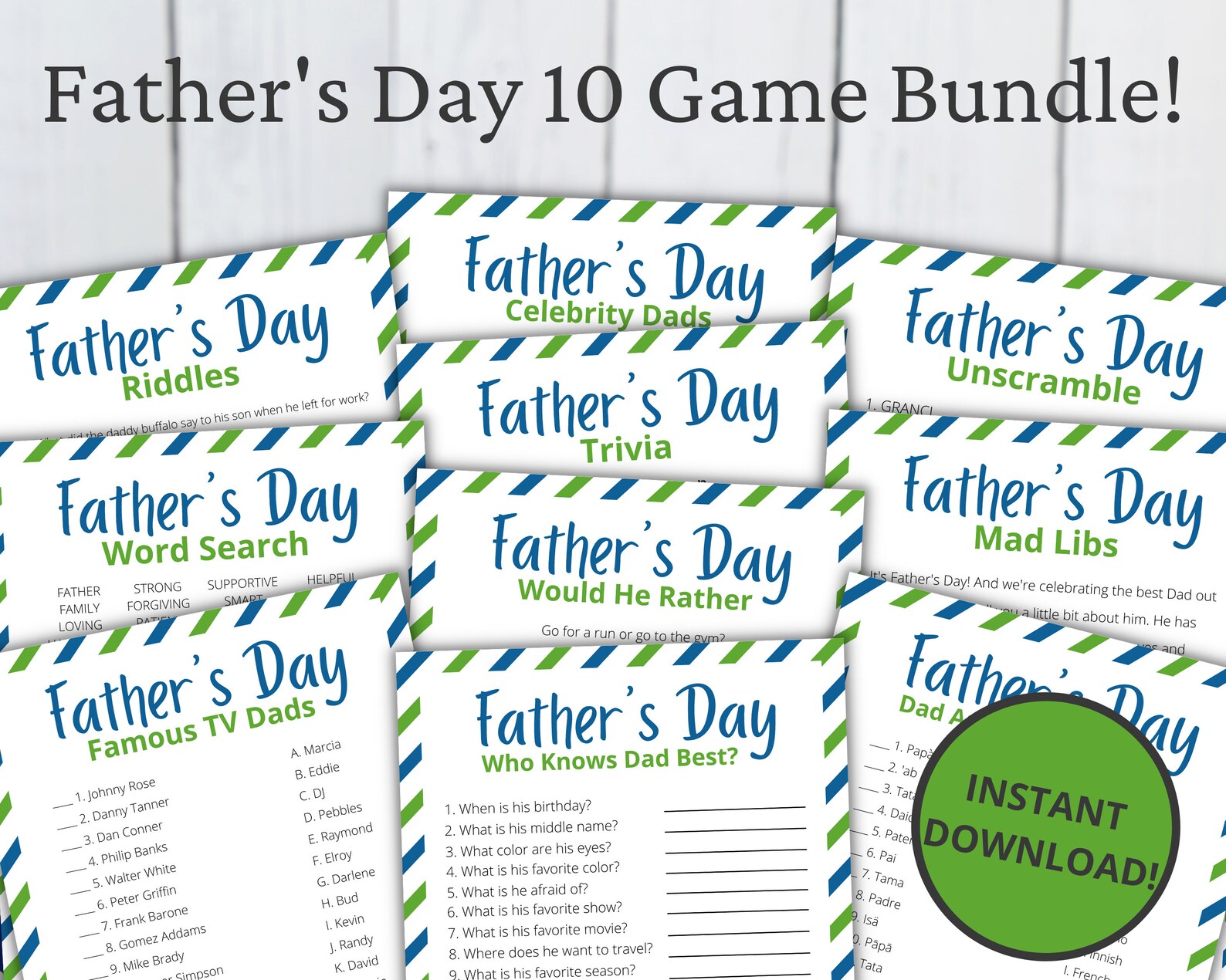 Father's Day Game Bundle Printable Father's Day - Etsy