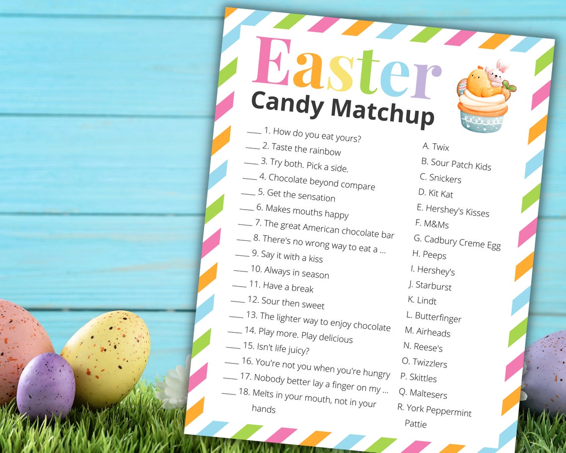 Easter Candy Matchup Game Printable Easter Game Easter - Etsy