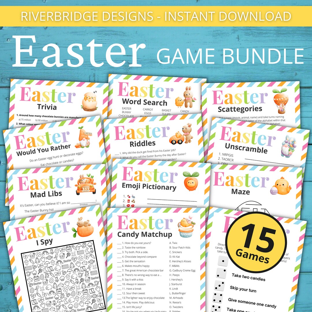 Easter Game Bundle | Printable Easter Games for Kids and Adults | Party ...