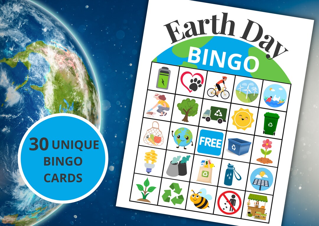 Earth Day Bingo Earth Day Activity for Kids and Adults Printable Earth ...