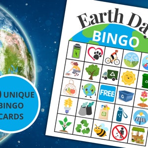 Earth Day Bingo Earth Day Activity for Kids and Adults Printable Earth ...