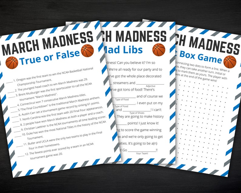 March Madness Game Bundle Printable Basketball Games for | Etsy