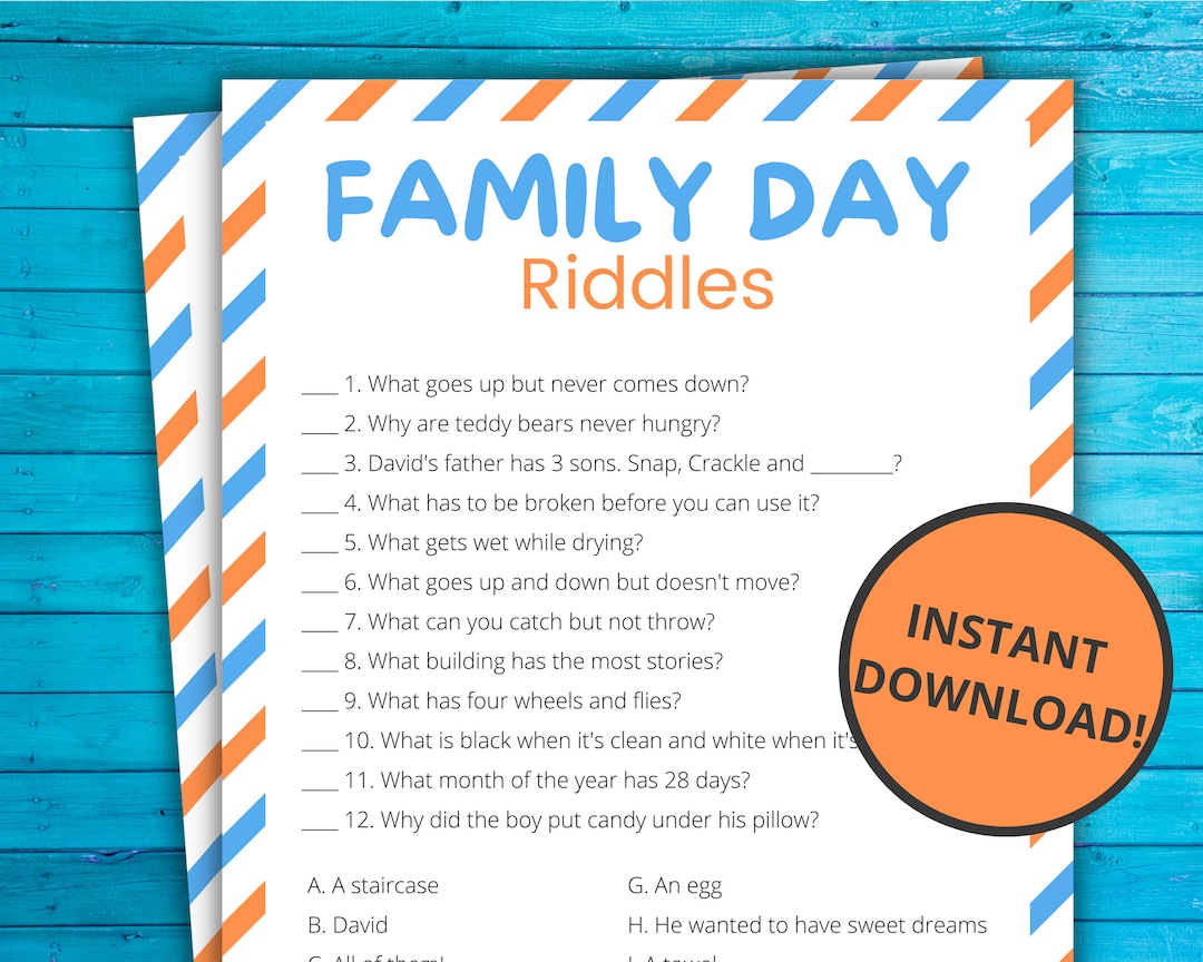 Family Day Riddles | Printable Family Day Game | Family Day Activity ...