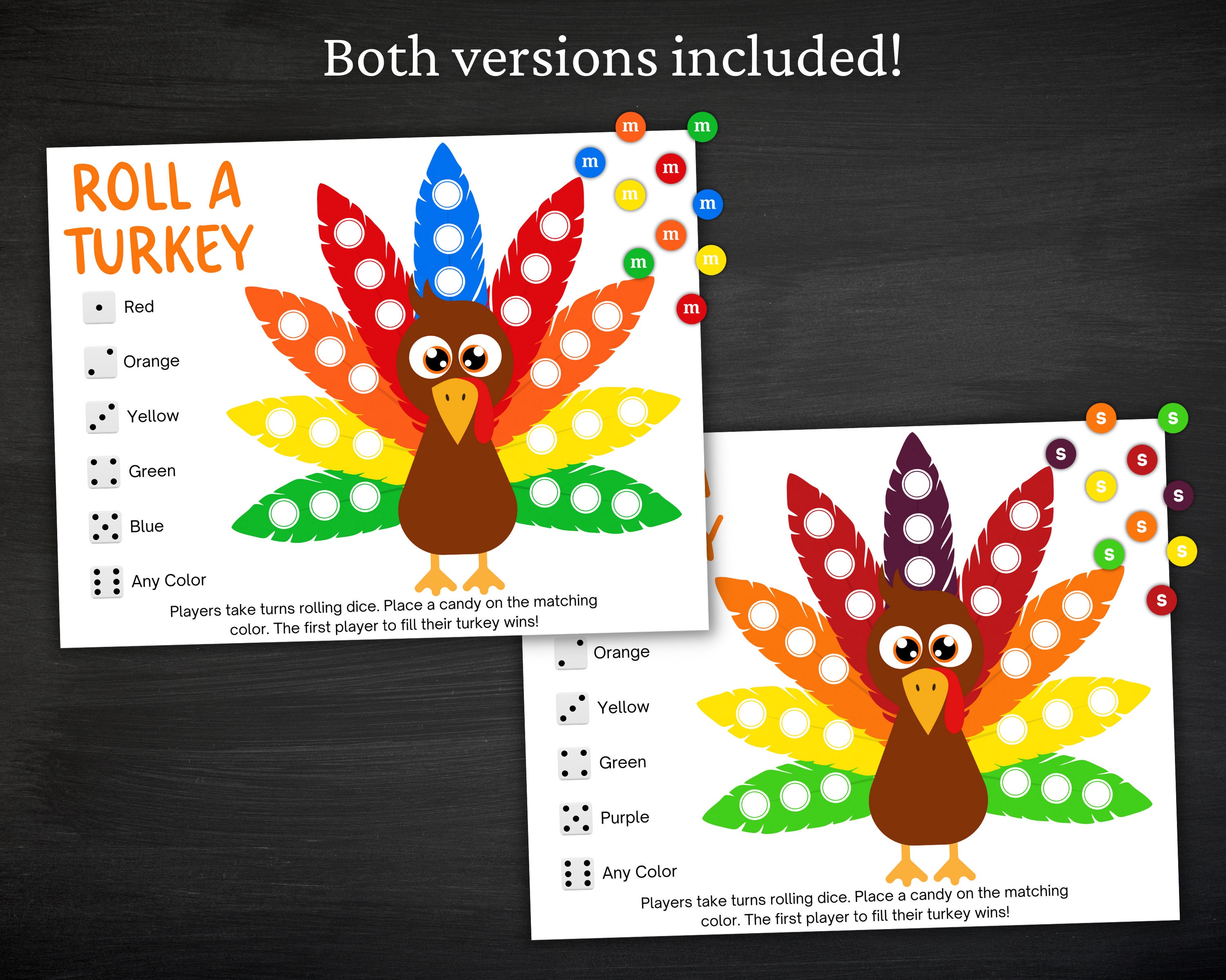 Roll A Turkey Dice Game | Printable Thanksgiving Game | Fall Activity ...