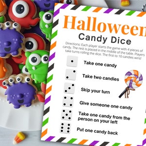 Halloween Candy Dice Game | Printable Halloween Game | Halloween ...