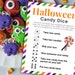 Halloween Candy Dice Game Printable Halloween Game Halloween Activity ...