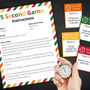 Thanksgiving 5 Second Game | Printable Thanksgiving Game | Thanksgiving ...