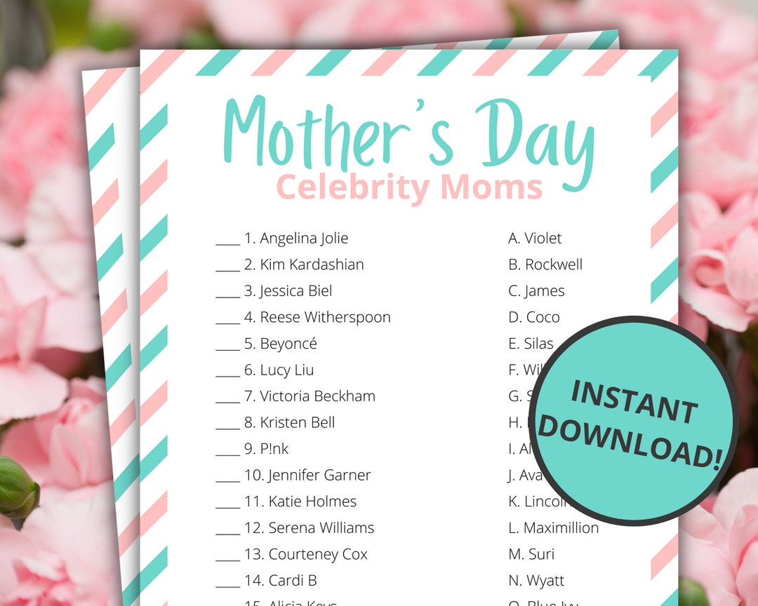 Mother's Day Celebrity Moms | Printable Mother's Day Games for Kids and ...