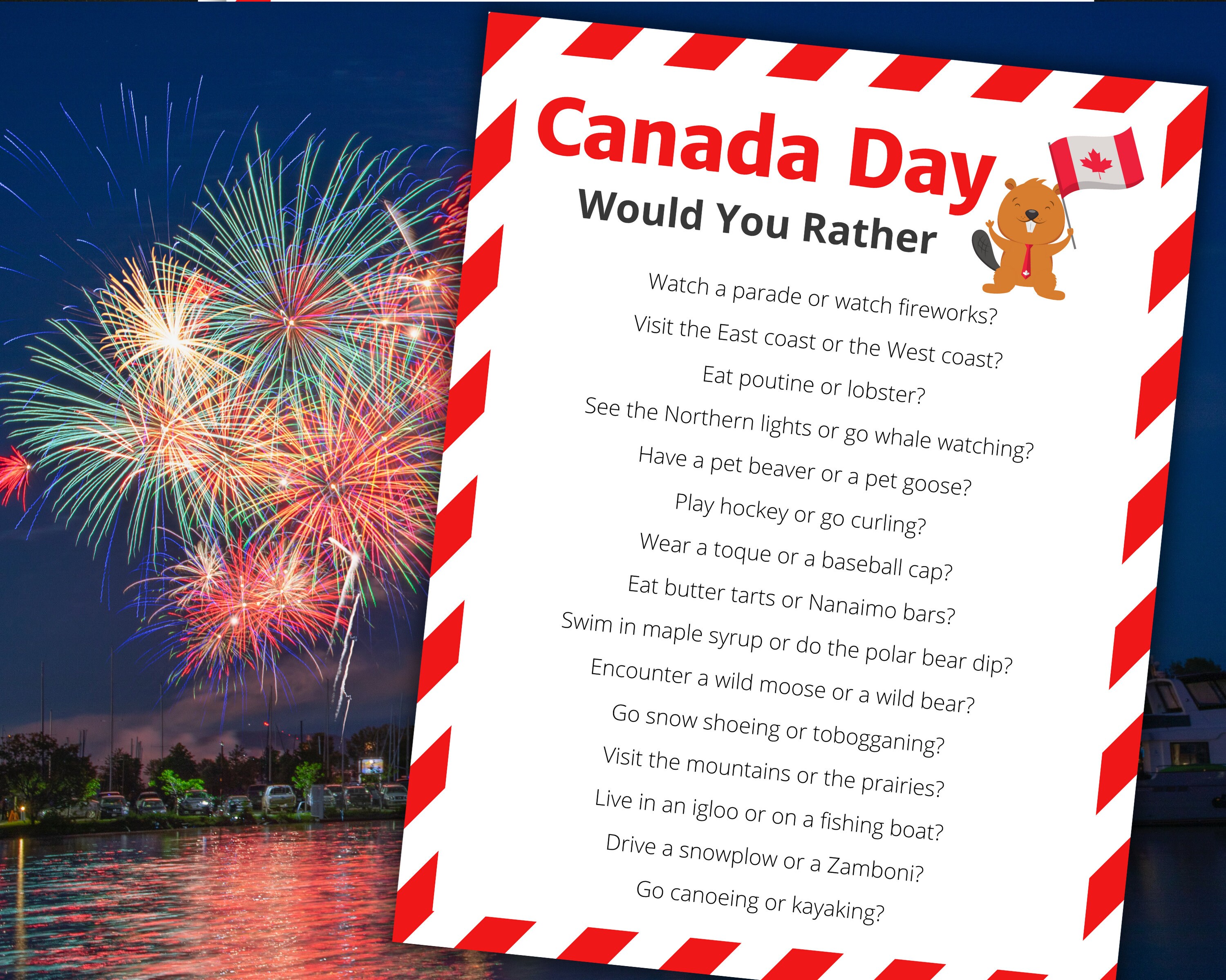 Canada Day Would You Rather | Printable Canada Day Game | Canada Day ...