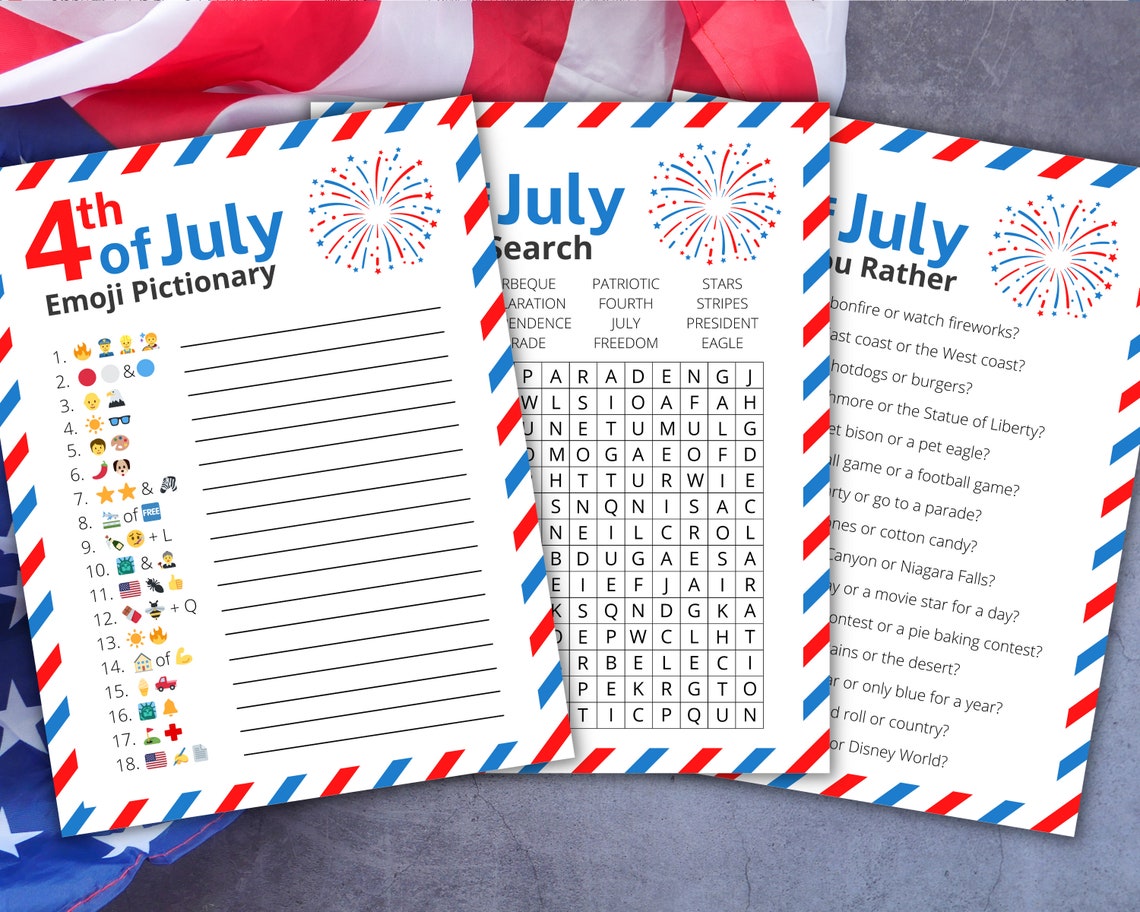 Fourth of July Game Bundle Printable Fourth of July Games - Etsy