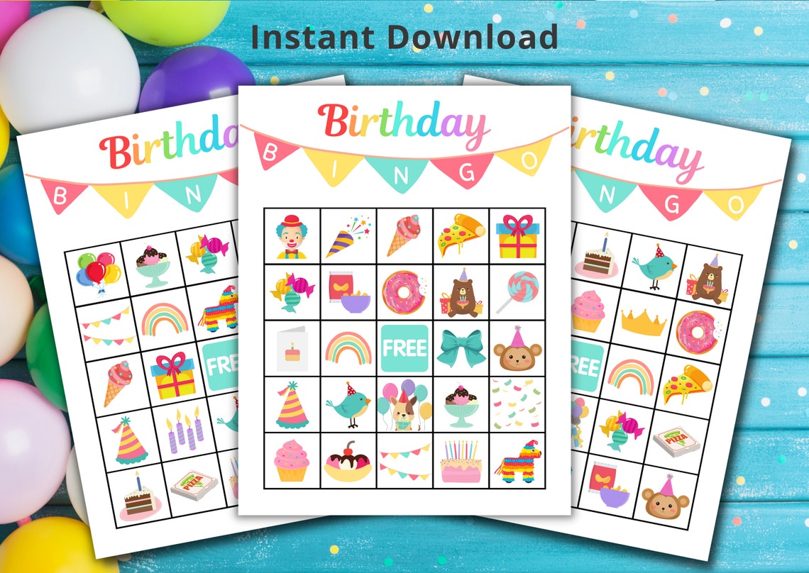 Birthday Bingo Birthday Party Activities and Games - Etsy