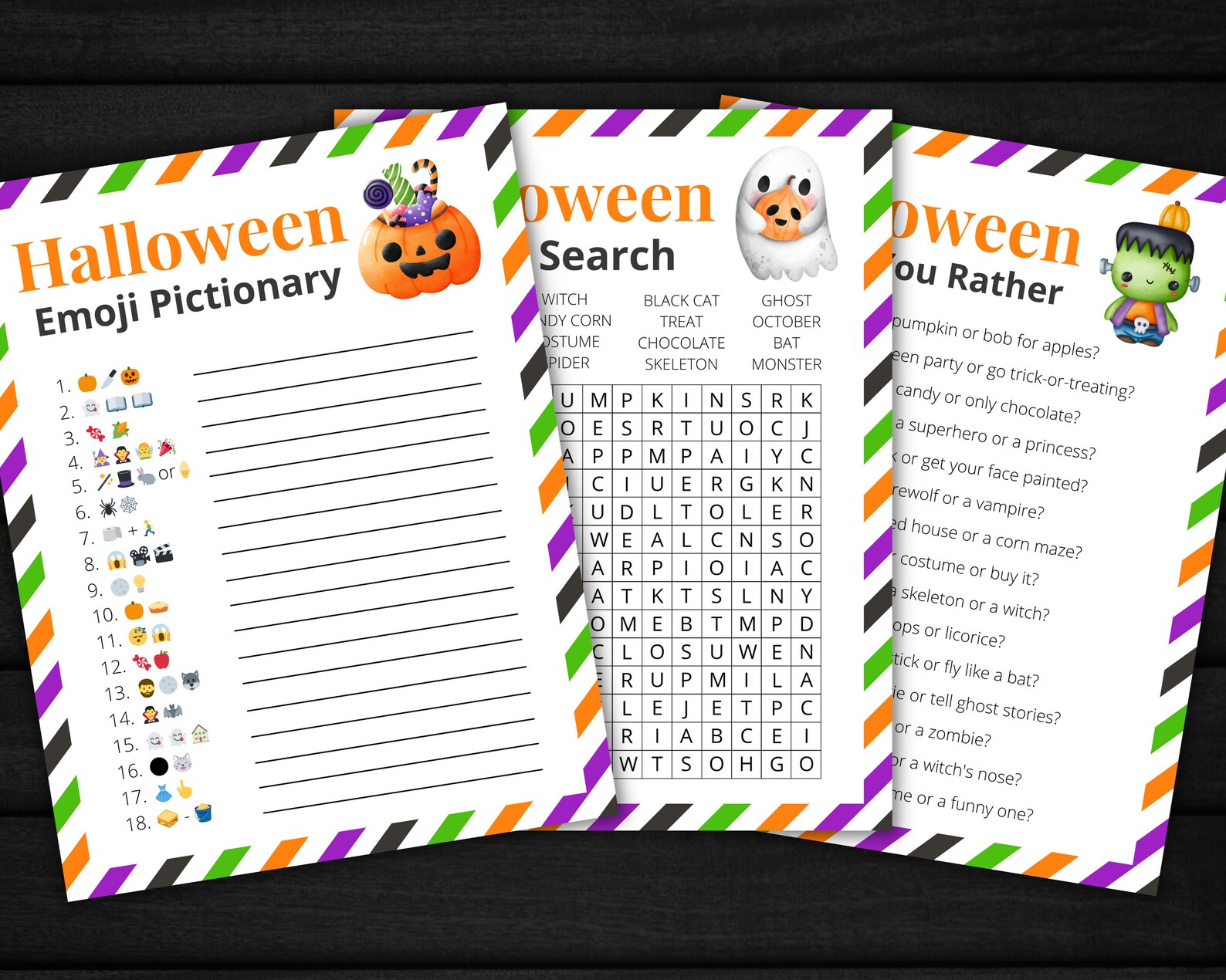 Halloween Game Bundle Printable Halloween Games for Kids and - Etsy
