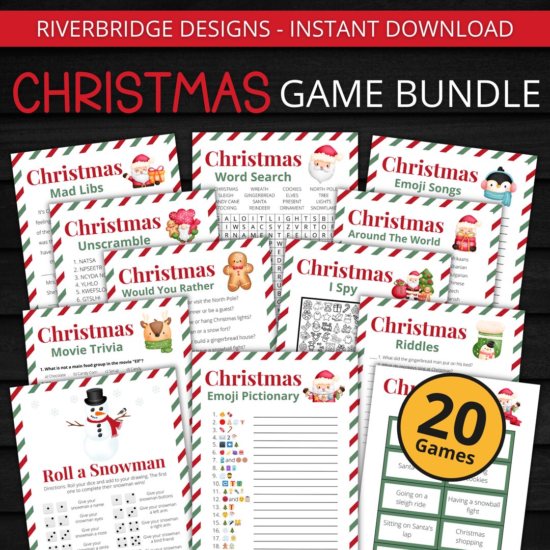 Christmas Game Bundle Printable Christmas Games for Kids and - Etsy Canada