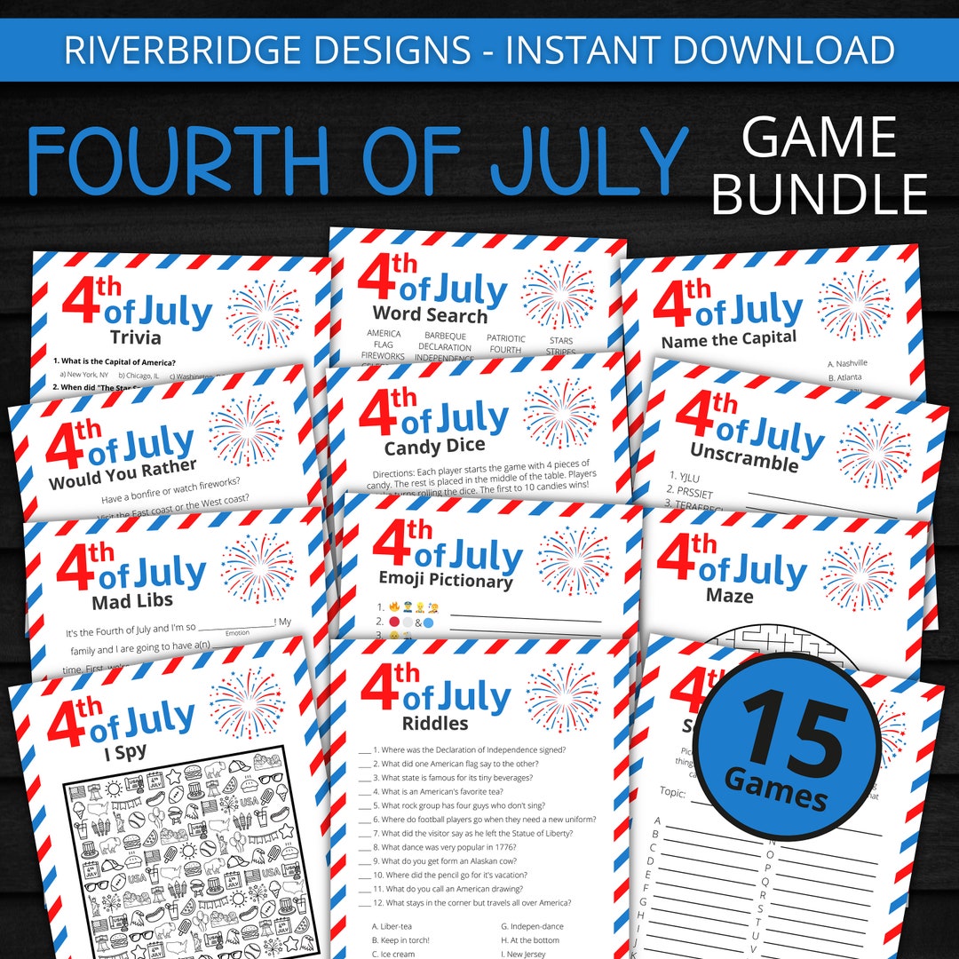 Fourth of July Game Bundle | Printable Fourth of July Games and ...