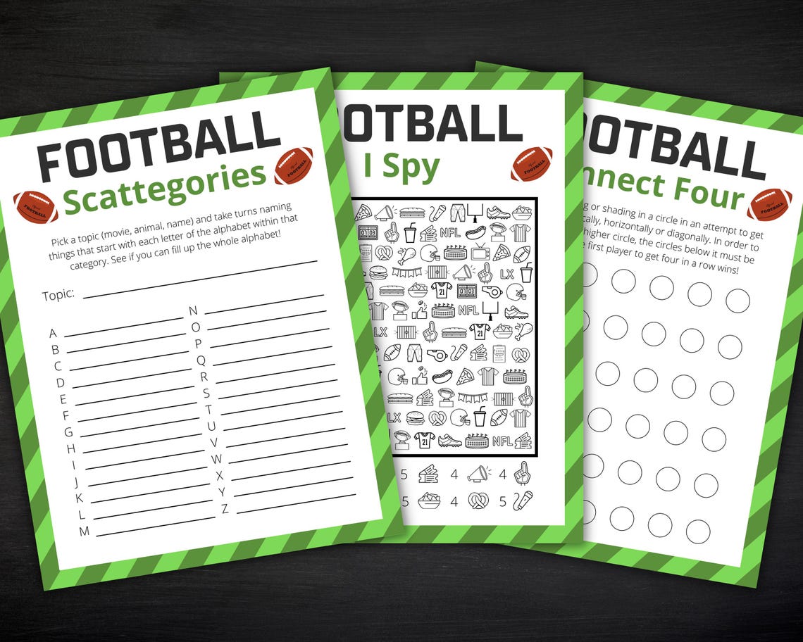 Football Game Bundle | Printable Football Games for Kids and Adults ...