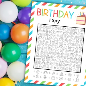 Birthday I Spy | Printable Birthday Party Game | Birthday Activity for ...