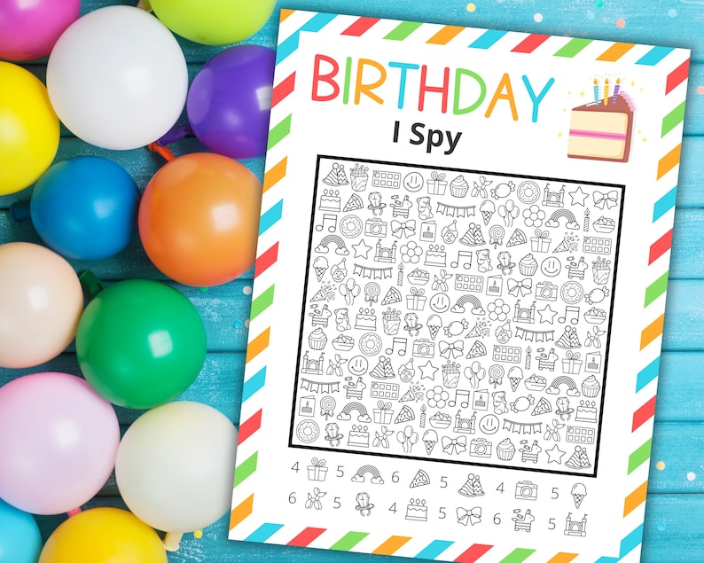 Birthday I Spy | Printable Birthday Party Game | Birthday Activity for ...