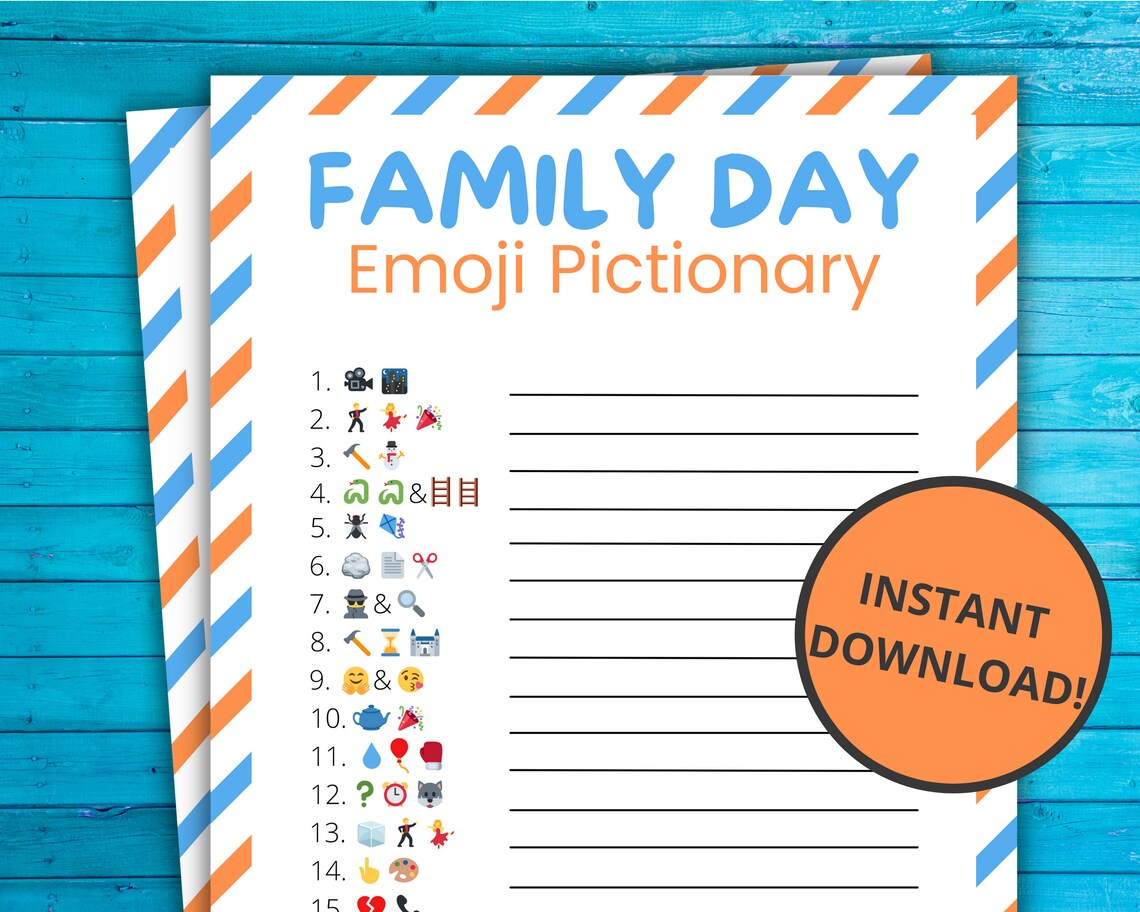 Family Day Emoji Pictionary Printable Family Day Game - Etsy Canada