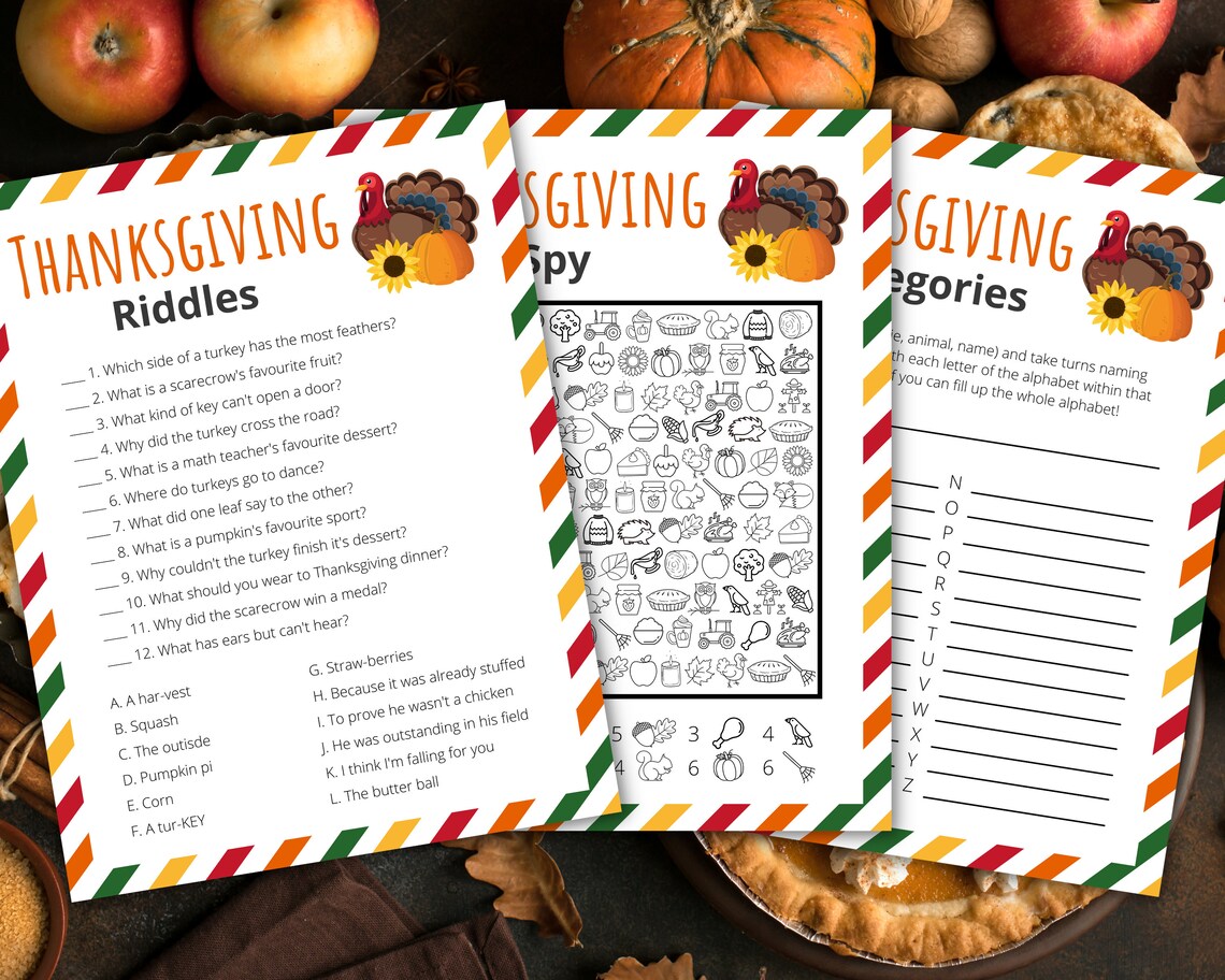 Thanksgiving Game Bundle Printable Thanksgiving Games for - Etsy