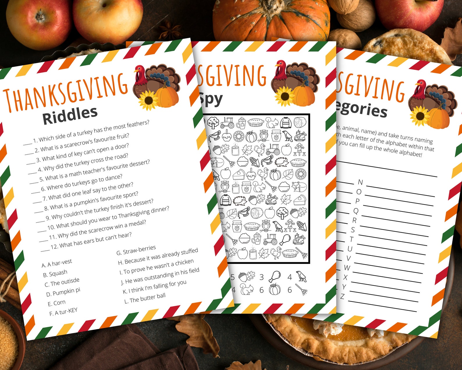 Thanksgiving Game Bundle Printable Thanksgiving Games for - Etsy