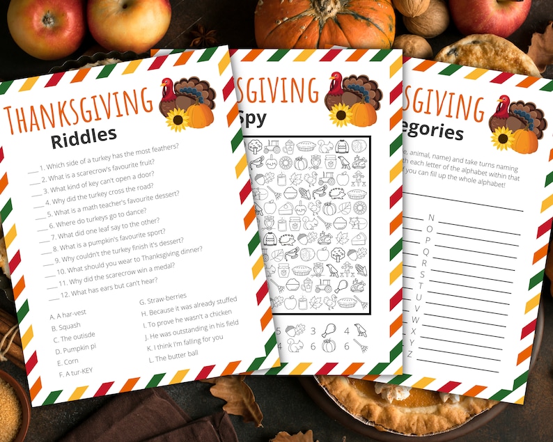 Thanksgiving Game Bundle Printable Thanksgiving Games for - Etsy