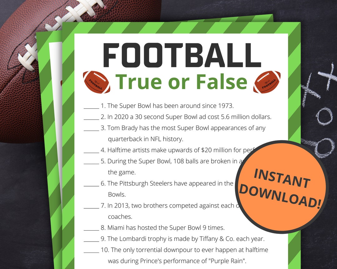Football Trivia Game | Printable Football Game | Football Activity for ...