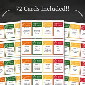 Thanksgiving 5 Second Game | Printable Thanksgiving Game | Thanksgiving ...