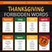 Thanksgiving Forbidden Words | Printable Thanksgiving Game ...
