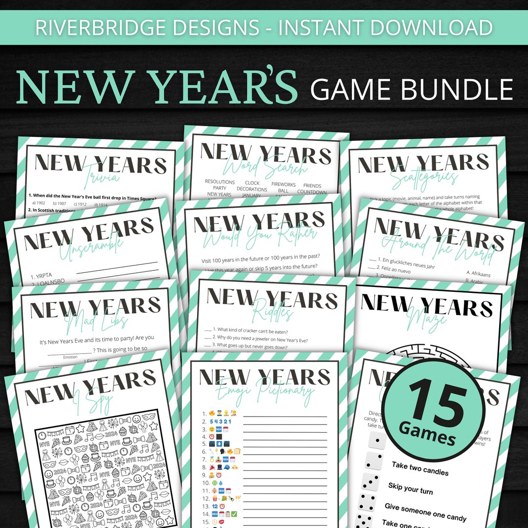 New Year's Eve Game Bundle Printable New Year's Eve Games for Kids and ...
