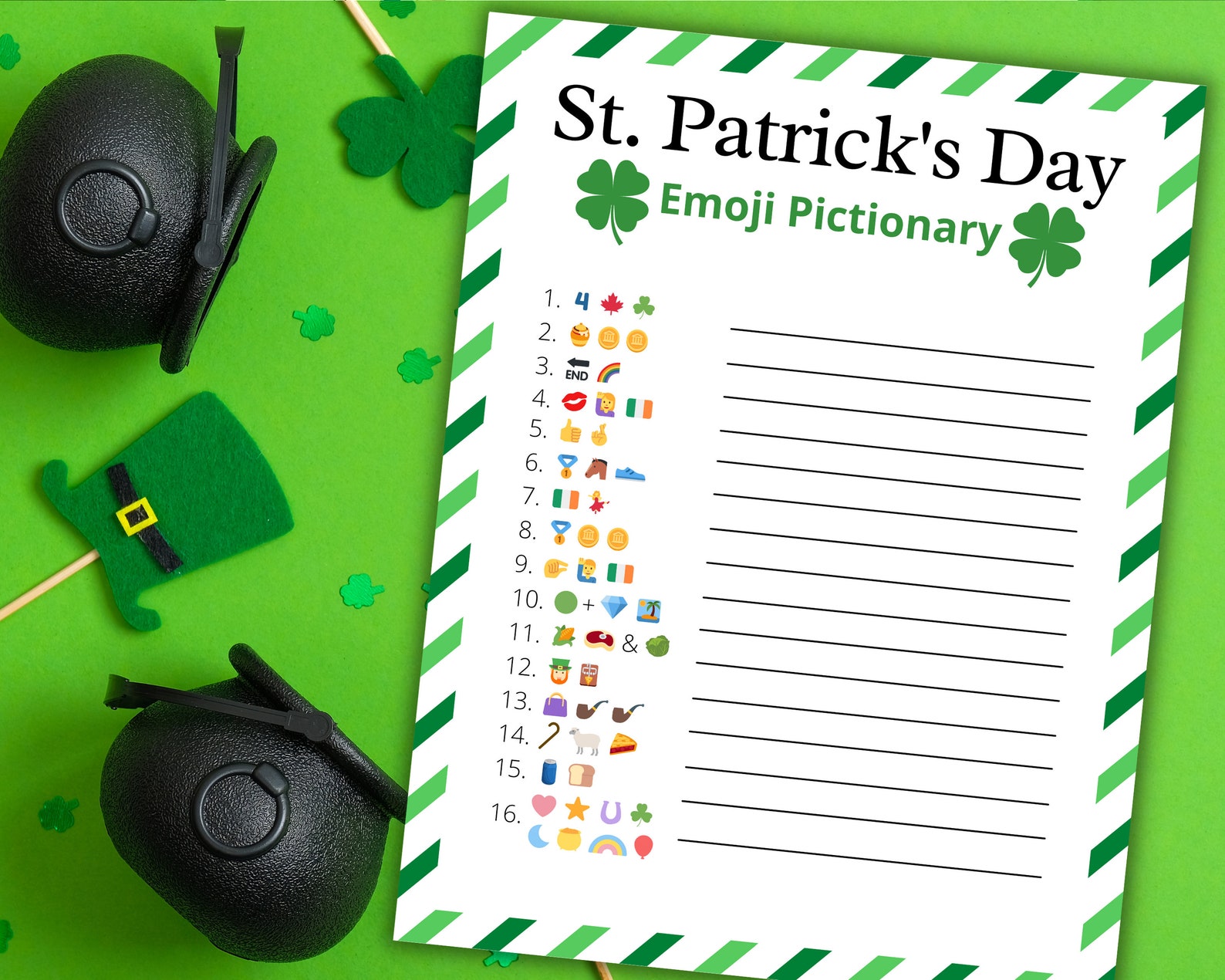 St. Patrick's Day Emoji Pictionary St Patrick's | Etsy