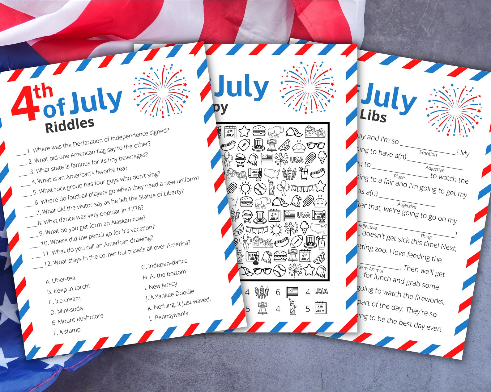 Fourth of July Game Bundle Printable Fourth of July Games - Etsy