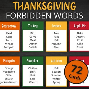 Thanksgiving Forbidden Words Printable Thanksgiving Game Thanksgiving ...