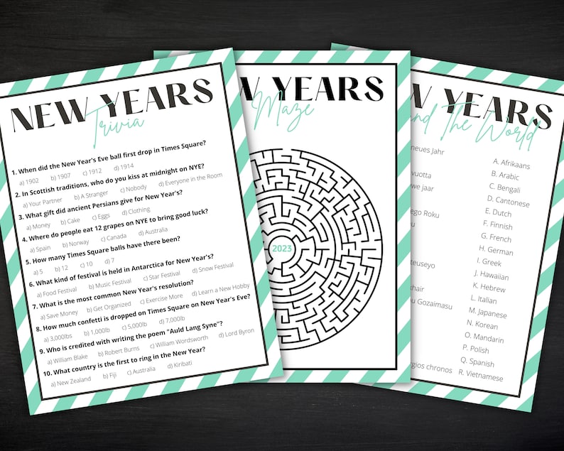New Year's Eve Game Bundle Printable New Year's Eve - Etsy