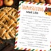 Thanksgiving Mad Libs Printable Thanksgiving Game Thanksgiving Activity ...