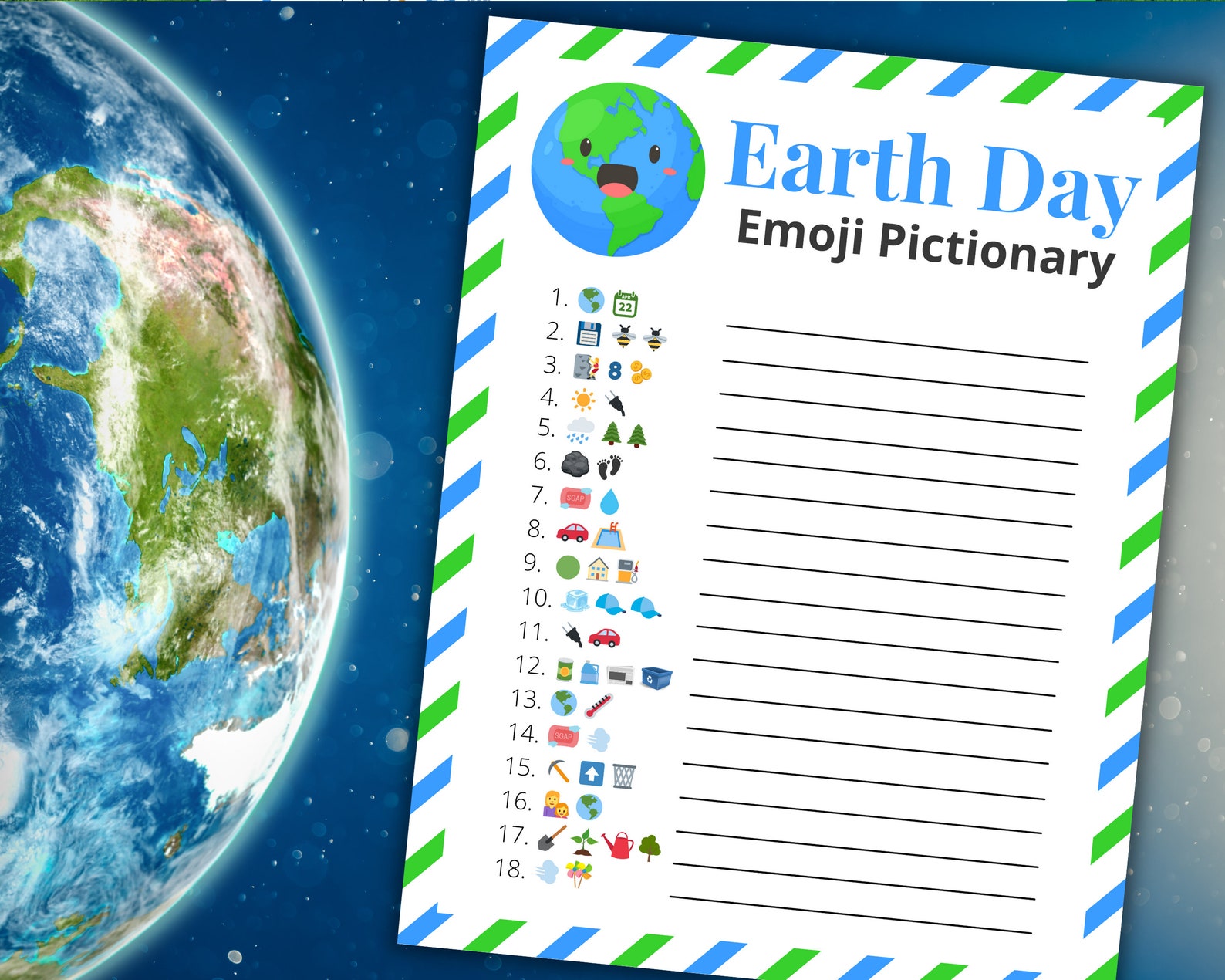 Earth Day Emoji Pictionary | Printable Earth Day Games for Kids and ...