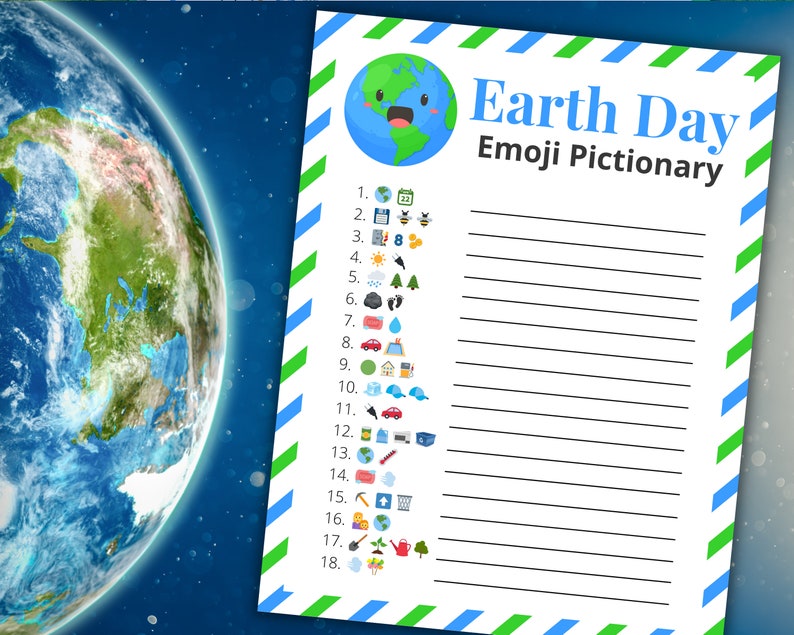 Earth Day Emoji Pictionary Printable Earth Day Games for | Etsy Canada