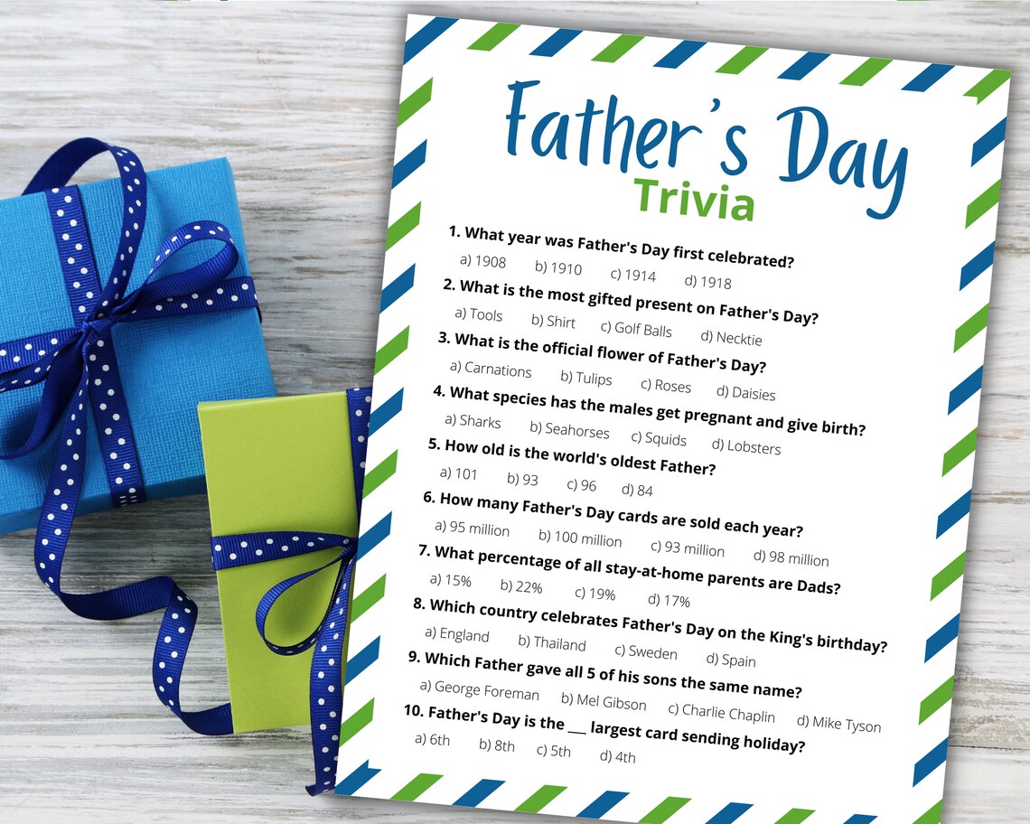Father's Day Trivia Printable Father's Day Games for - Etsy