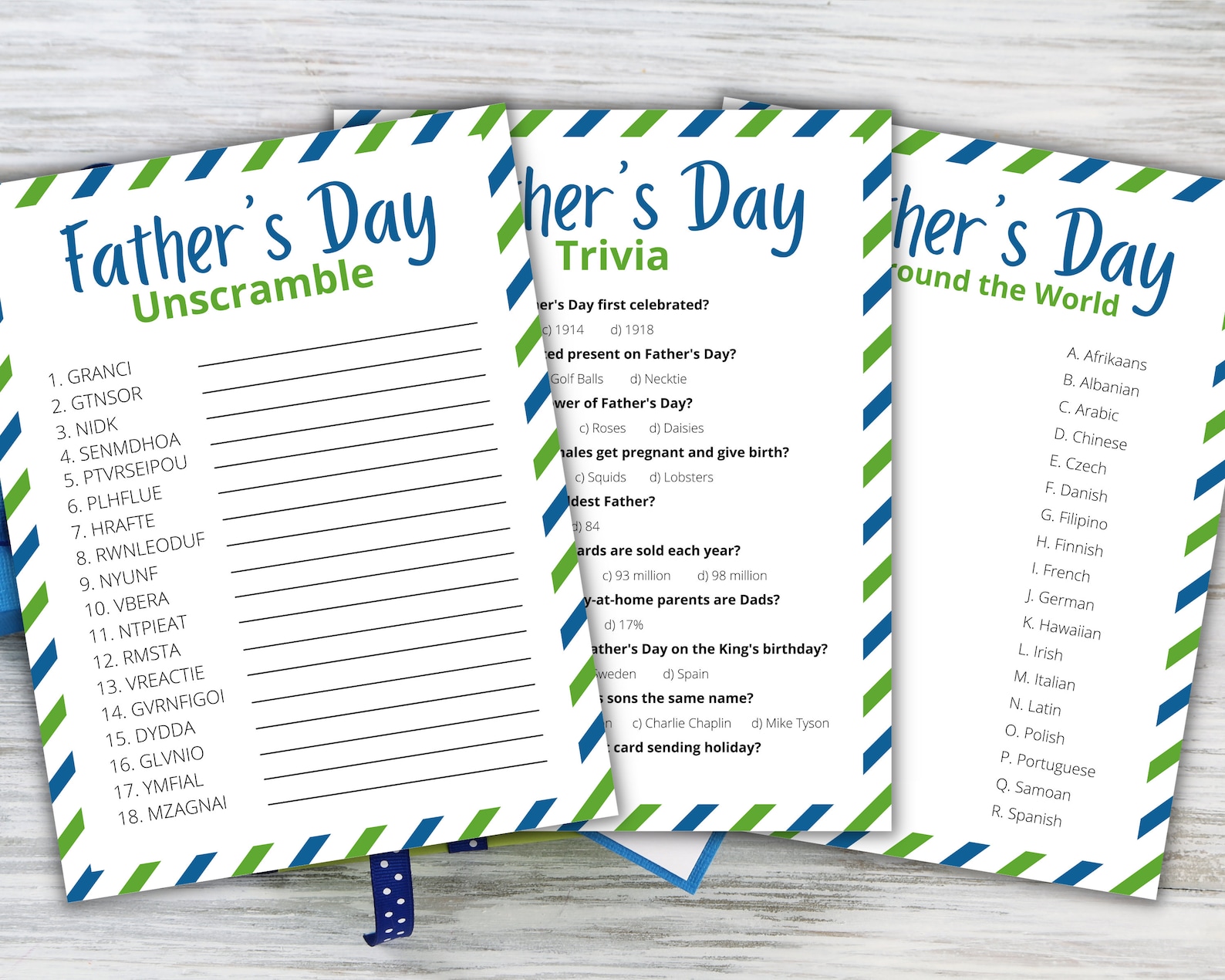Father's Day Game Bundle Printable Father's Day - Etsy