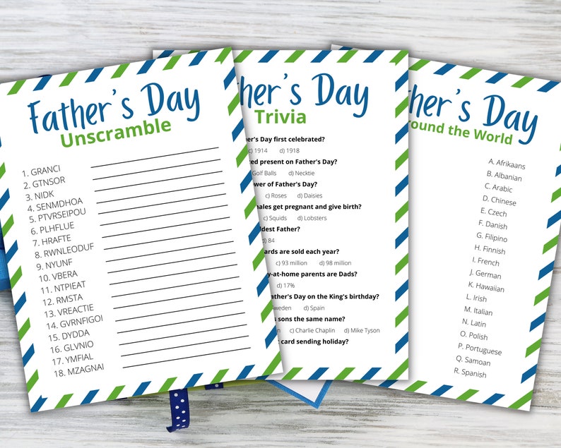 Father's Day Game Bundle Printable Father's Day - Etsy