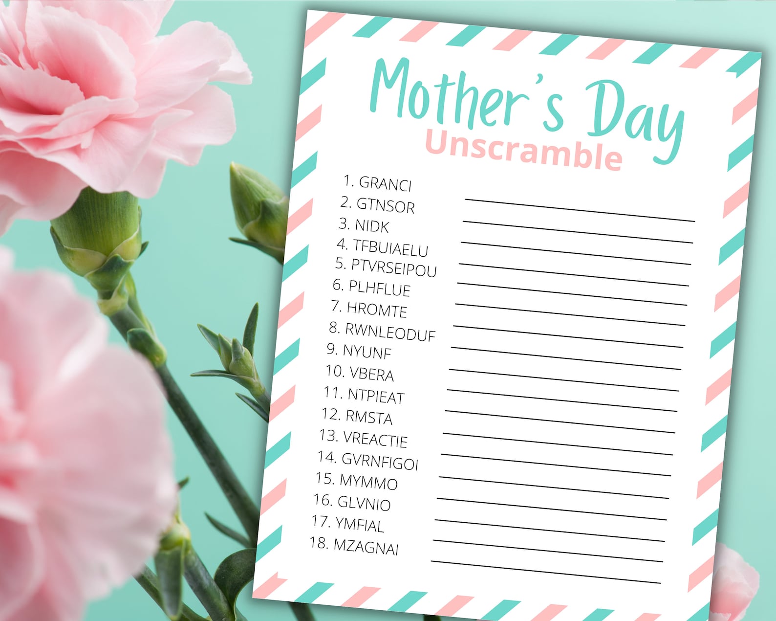 Mother's Day Unscramble Printable Mother's Day Games - Etsy