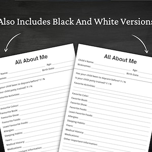 Daycare All About Me Form | Daycare Questionnaire | Get to Know Me ...