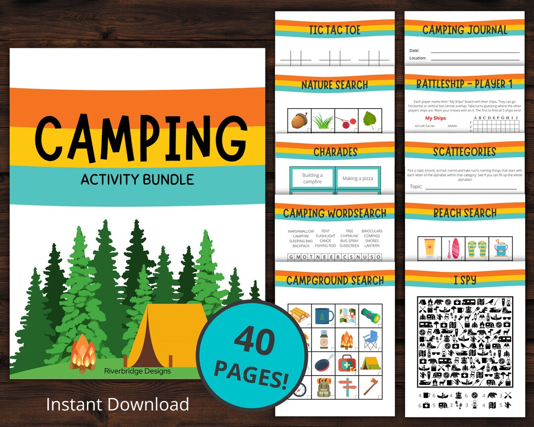 Camping Activity Bundle Camping Games Printable Activities for Families ...