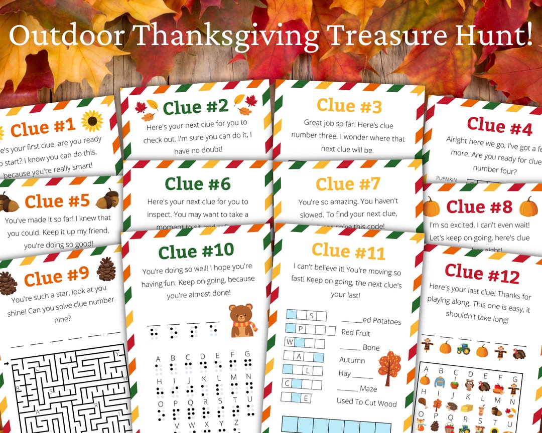 Outdoor Thanksgiving Treasure Hunt for Older Kids Thanksgiving ...